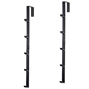 MyGift Black Metal Over The Door Hooks Heavy Duty Hanger for Hats, Coat, Scarf, and Purse, Door Hanging Rack with 5 Hooks, Set of 2