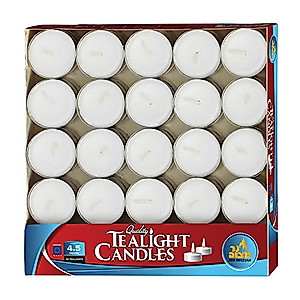 Tea Light Candles - 50 Bulk Pack - White Unscented Travel, Centerpiece, Decorative Candle - 4.5 Hour Burn Time - Pressed Wax - by Ner Mitzvah