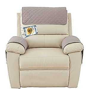 EXTLEZSA Sofa Armrest Cover,1/2/3 Seater Sofa Headrest Slipcovers Nonslip Armchair Cover Quilted Water Proof Furniture Protector for Recliner Leather Sofa Couch (Light Gray,1 Seat Recliner 3 pc)