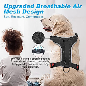 Supet Dog Harness No Pull, Dog Vest Harness with Dog Leash, No Choke Dog Harness Adjustable Reflective Heavy Duty Pet Harness with Easy Control Handle for Small Medium Large Dog