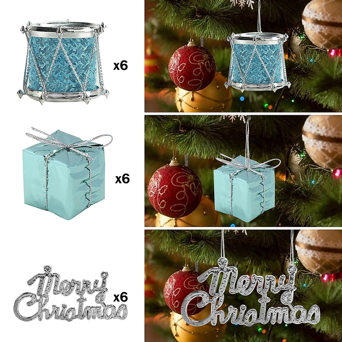 LoveInUSA 32 pcs Christmas Ball Ornaments, Tree Decorations for Xmas, Blue & Silver