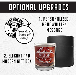 Personalized Etched 11oz Whiskey Glass - Custom Engraved Bourbon Christmas Gifts for Men, Dad Scotch Drinking Birthday Glasses, Groomsmen, Liquor Cocktail Rocks Old Fashioned, Hudson