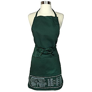 The Smart Baker Cheat Sheet - Baking Apron with Measurement Conversions. Adjustable Straps with Front Pockets. Perfect for you or as a gift for the special baker in your life! - Forest Green