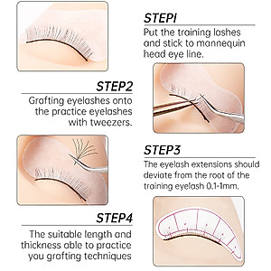 25 Pairs Practice Eyelashes Training Lashes Self-adhesive Practice Lashes With 70 pairs Under Eye Positioning Sticker Pads for Training Eyelash Extension Makeup Beginners (Practice lashes A)