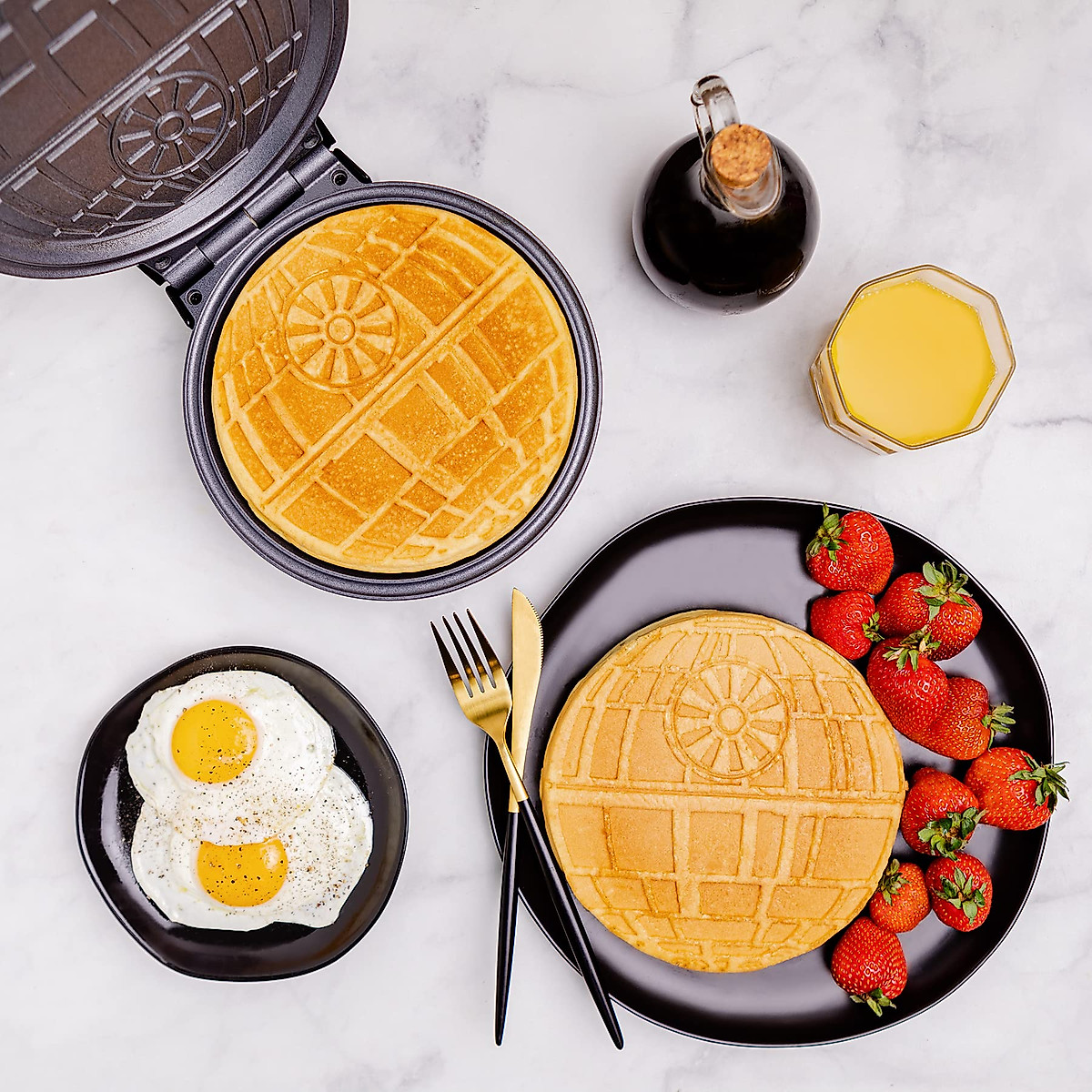 Uncanny Brands Star Wars Halo Death Star Waffle Maker- Death Star on Your Waffles