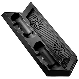 OSTENT Multifunctional Hub USB Cooling Fan Charger Stand for PS4 Console and Controller - Color Black