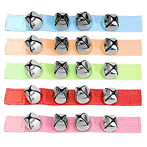 MUKLEI 30 Packs Shaker Musical Instruments, 15 Packs Plastic Egg Shakers and 15 Packs Wrist Band Jingle Bells, Jingle Bells Instrument Wrist Shaking Bells for Party, Christmas, Birthday, 5 Colors