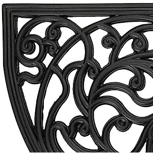 Wrought Iron Rubber Door Mat, Ironworks - 18 Inch Width, 30 Inch Length - Durable, Easy to Clean & Decorative Outdoor Welcome Mats - Heavy Duty for All Weather - Doormat Traps Dirt, Debris, & Mud