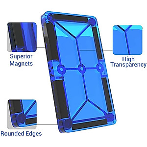 Desire Deluxe Magnetic Tiles Building Blocks Construction Toys for Boys & Girls 47pc – STEM Learning Educational, Kids Age 3 4 5 6 7 8 Year Old Gift