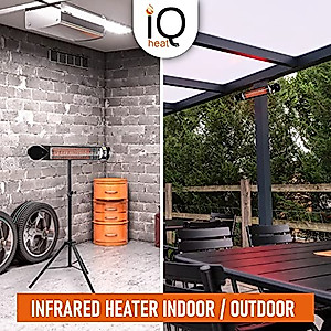 Electric Heater Outdoor – Portable Outside Heater with Stand – 1500W Weatherproof Infrared Heater Indoor/Outdoor by iQ Heat