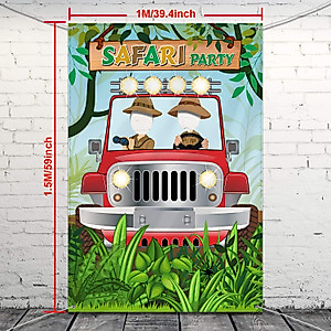 Jungle Photo Prop, Large Fabric Jungle Adventure Photo Door Banner Background, Funny Jungle Games Supplies for Jungle Party Decorations, 59 x 39.4 Inch