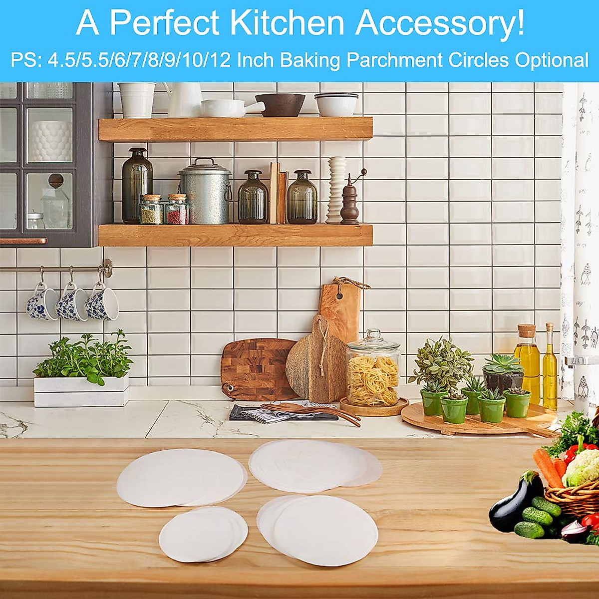 Parchment Paper Rounds, Set of 200, Non Stick 6 Inch Baking Parchment Paper/Parchment Baking Circles for Springform Pan, Tortilla Press and so on(4.5/5.5/7/8/9/10/12inch Available)