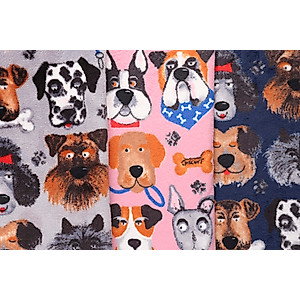 Mook Fabrics Fleece Flannel 130593 Dog Faces, Pink Cut by The Yard