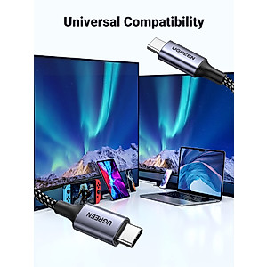 UGREEN USB C to USB C Cable USB 3.1 5Gbps, 60W Type C PD Fast Charging 4K Video Compatible with MacBook Pro 2022, iPad Pro 2022, Galaxy S23/22/Z Fold/Z Flip, Google Pixel 7/6a, PS5, Switch,etc. 6.6FT