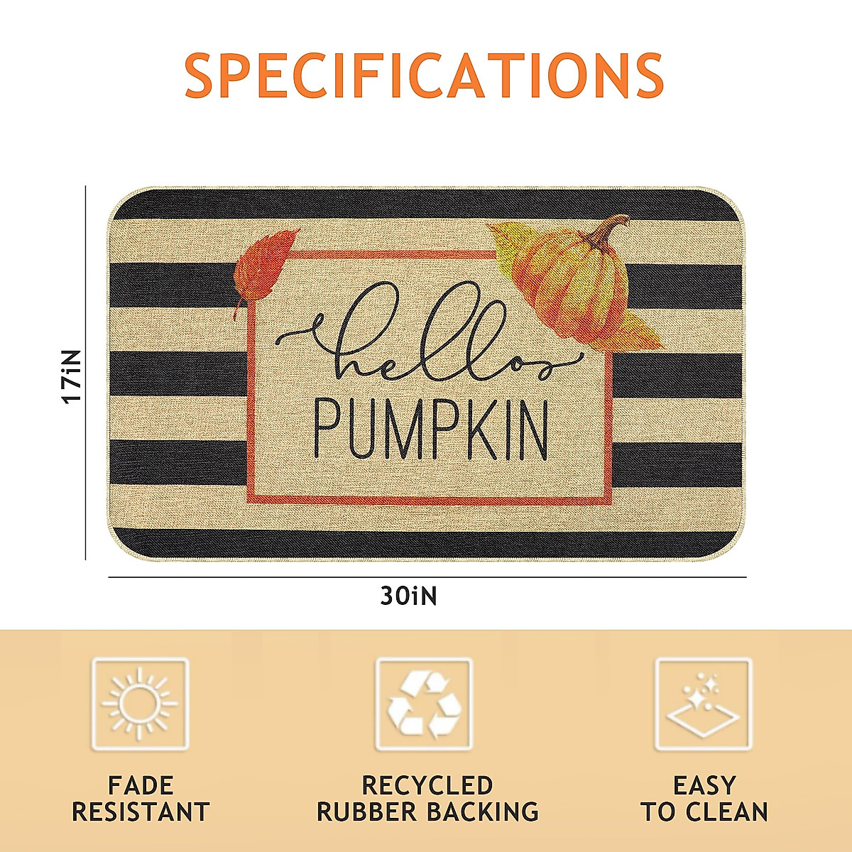 Erweicet Fall Hello Pumpkin Maple Mat Autumn Pumpkin Maple Doormat Thanksgiving Front Door Fall Blanket Fall Outdoor Non Slip Mat Autumn Harvest for Indoor Outdoor Mat