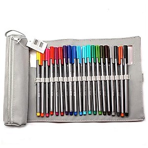 Staedtler Triplus Fineliners 20 Assorted Colours with Pencil Case 334 Pc20 (BLACK)