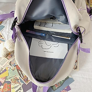 Splendrive Cute backpack with cute accessories aesthetic Outdoor Daypack (Black)