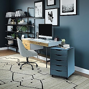 EDGEWOOD 5 Drawer Vertical File Cabinet Filing Storage Wood Organizer Dresser Chest, 16" D x 16" W x 26" H, Blue