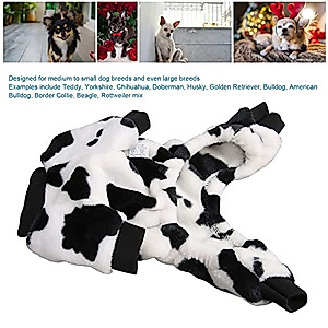 Winter Dog Pajamas Cute Milk Cow Polyester Cotton Dog Hoodie Plush Puppy Clothes Soft Pet Jumpsuit Winter Coat S