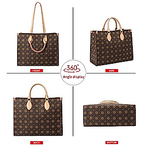 Alena Culian Womens Leather Handbag With Shoulder Strap Large Capacity Top Handle Tote Satchel Crossbody Shoulder Bags (Pattern Brown)