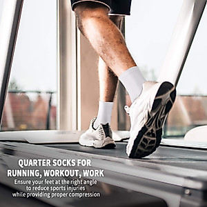 Compression Running Ankle Socks for Men and Women (6 Pairs), Quarter Athletic Socks for Running, Cycling, Golf, Work