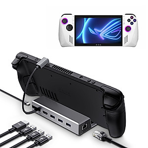Docking Station for ASUS ROG Ally & Steam Deck, 6 in 1 Steam Deck Dock Stand -HDMI 2.0 4k@60Hz Gigabit Ethernet 3 USB 3.0 Port and USB-C PD Port
