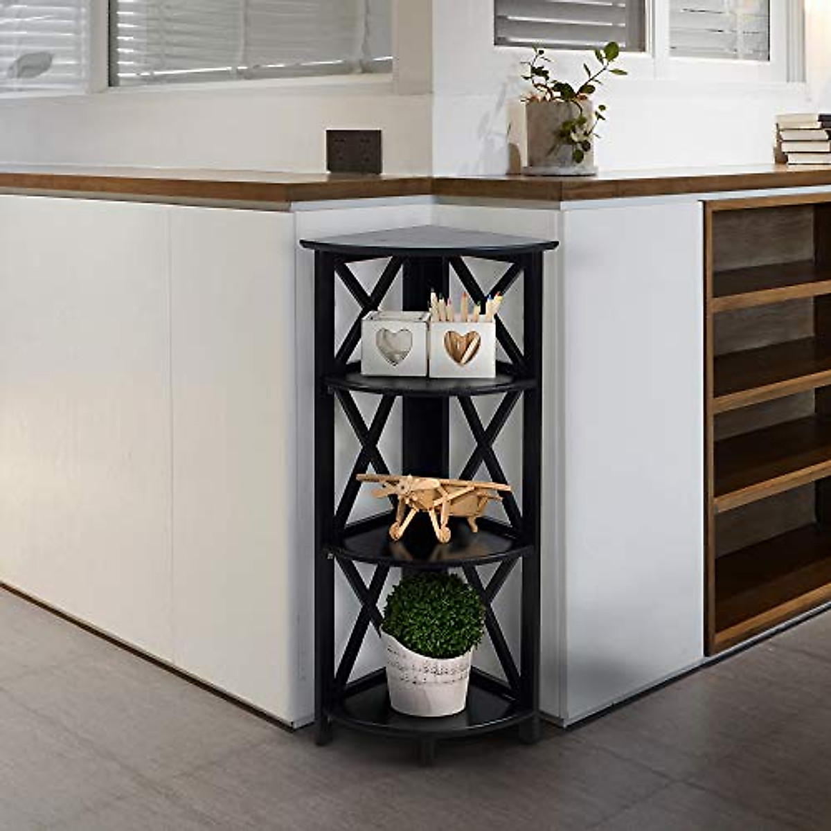 Casual Home Montego 4-Shelf Corner Folding Bookcase, Black (New)