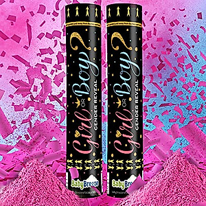 Gender Reveal Confetti Powder Cannon Biodegradable Baby Boy Blue Baby Girl Pink Gender Reveal Poppers - He or She What Will it Bee Baby Shower Baby Party Decorations Supplies Confetti Sticks (2 Pink)