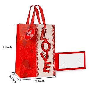4 Pcs Valentines Day Gift Paper Bags with Handles, Creative Unique Valentines Day Gift Bags for Anniversary