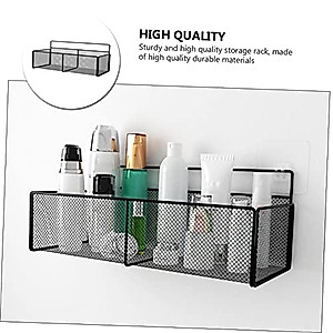 Alipis 1 set of Kitchen Necessities Black Sundries Bathroom Household Shower Wire Bin Toiletry Organizer Wall Rustproof Iron Mount Caddy Hanging Rack Shelf Wall- Storage Sorting Racks