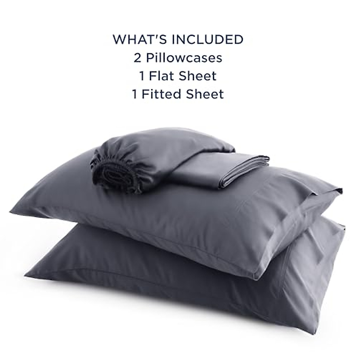 Bedsure Cooling Sheets for Full Size Bed, Viscose Derived from Bamboo, Deep Pocket up to 16", Breathable Soft Bed Sheets & Pillowcases, Dark Grey