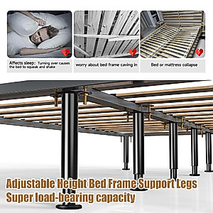 4 Pack Adjustable Height Center Support Leg for Bed Frame, Upgrade Under Bed Support Leg with Wider Base, Bed Support Legs for Wood Slats, Bed Frame Legs Replacement, Patas para Cama Queen De Madera