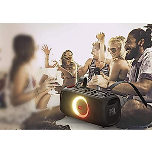 JBL PartyBox On-The-Go Portable Party Speaker with Built-in Lights Black (Renewed) (with Microphone)