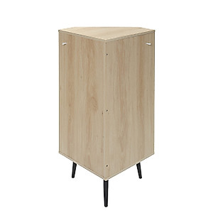 Knocbel Rustic Corner Storage Cabinet with Rattan Door and Adjustable Shelves, Living Room Accent Cabinet Free Standing Organizer Unit with Metal Legs