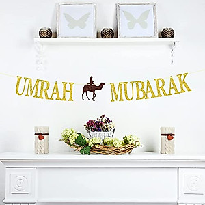 Umrah Mubarak Banner, Happy Eid Decorations Banner, Eid Festival Muslim Islam Party Decoration Supplies, 2023 Hajj Mubarak Umrah Mubarak Islamic Party Decoration Supplies