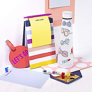 Kate Spade New York White Insulated Stainless Steel Water Bottle, 14.5 Ounce Slim Water Bottle, Double Wall Travel Tumbler with Lid, Sun's Out