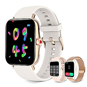 Iaret Smart Watch for Women(Call Receive/Dial), Fitness Tracker Waterproof Smartwatch for Android iOS Phones 1.7" HD Full Touch Screen Digital Watches with Heart Rate Sleep Monitor Pedometer, White