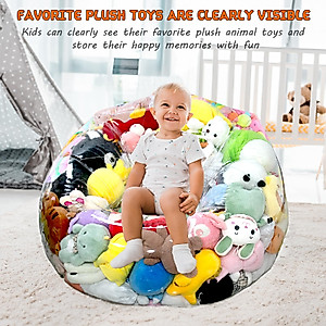 Clear Stuffed Animal Storage Bean Bag Chair Cover for Kids, Extra Large Waterparoof Beanbag Chair Cover with Zipper, PVC Bean Bag Chair for Children Plush Toys Storage & Organizing