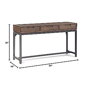 SIMPLIHOME Banting SOLID WOOD and Metal 54 inch Wide Wide Console Sofa Entryway Table in Walnut Brown with Storage, 3 Drawers, for the Living Room, Entryway and Bedroom