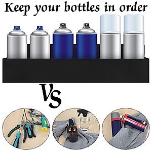 Gisafai 2 Pcs Magnetic Aerosol Spray Can Holder Heavy Duty Magnet Toolbox Bottle Holder Easy Install Spray Can Organizer Wall Mounted Spray Bottle Rack for Garage (Black,16.54 x 3.15 x 4.33 Inch)