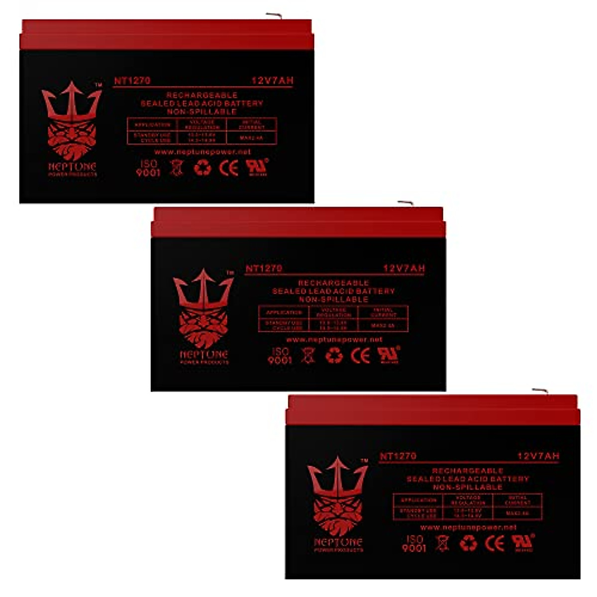 Neptune Repalcement Razor Eco Smart Metro Battery 12V 7AH - 3 Pack