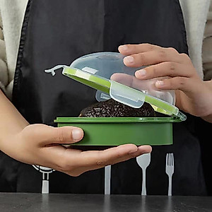 CAUME Bread Box for Kitchen Mini Bread Box Storage Box For Kitchen Countertop,plastic Bread Bin With Transparent Lid For Bread, Cake,Fruit -green Farmhouse Bread Box