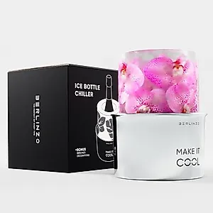 Berlinzo Ice Mold Wine Bottle Chiller - DIY Floral Ice Bucket Mold for Cooling Champagne & Other Beverage Bottles Up To 3.5 Inches Wide - Floral Orchid Decorations for Parties, Weddings & Celebrations