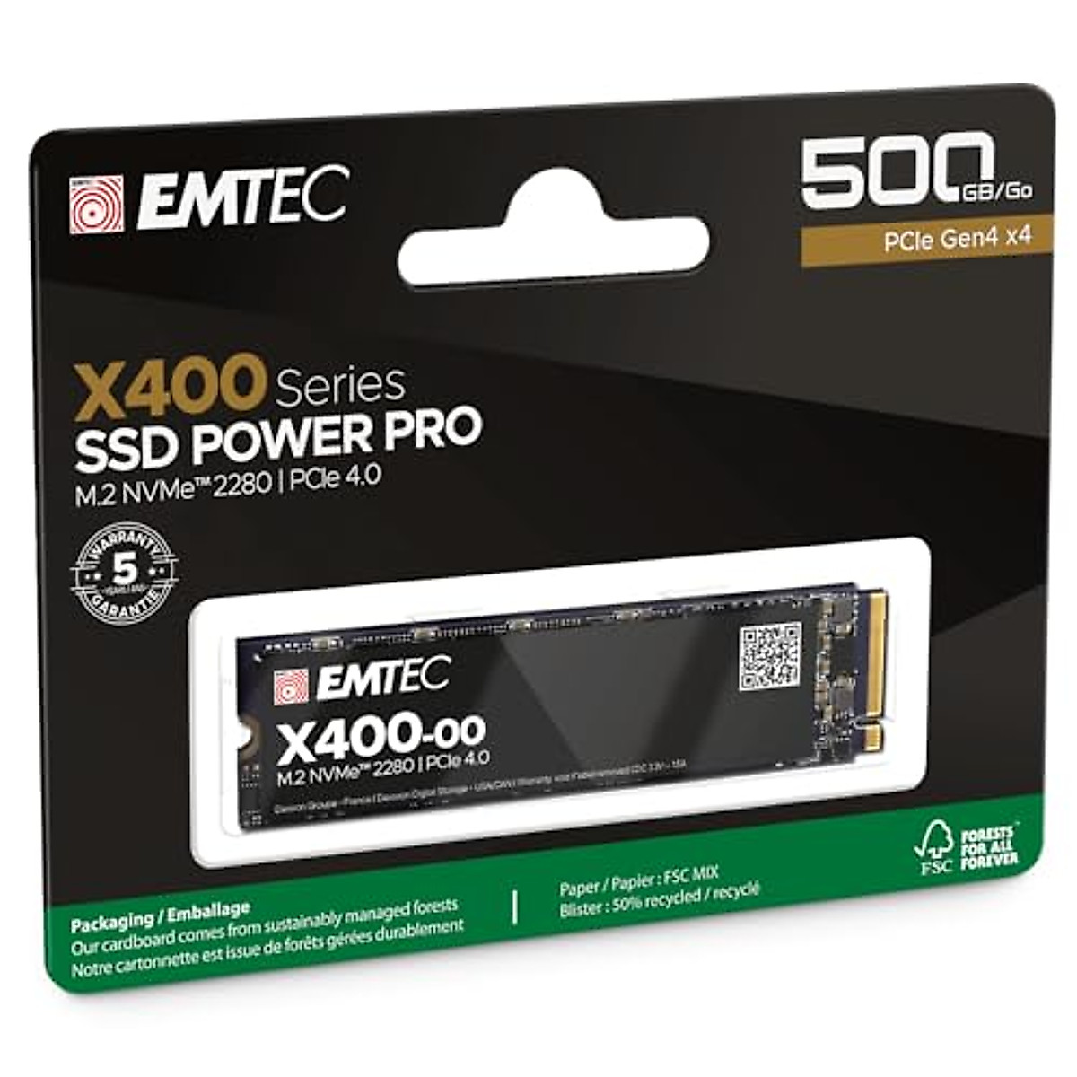 Emtec 500GB X400 Power Pro M.2 2280 PCIe Gen 4.0 x4 Internal Solid State Drive (SSD) ECSSD500GX400