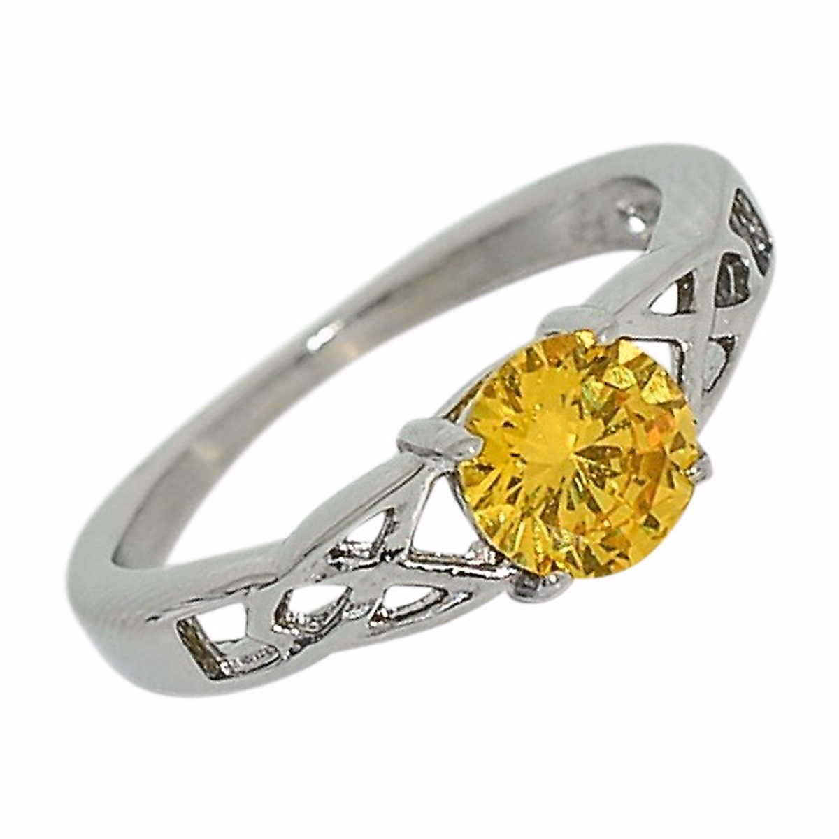 Birthstone Ring~November~Stainless Steel~Celtic~Cubic Zirconia CZ~Citrine~Yellow Crystal~Mother's Ring~Fashion Ring~Women's Jewelry (5)