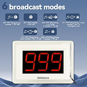 Retekess T114 Caregiver Pager,Wireless Calling System,15 Level Volume,10 Waterproof Alert Call Buttons for Clinic,Hospital,Nurses Station