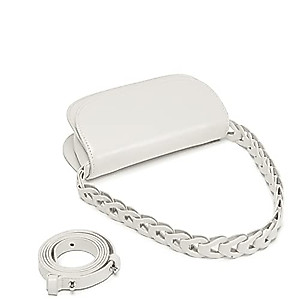 Leanoria 2 Straps Purse Designer Retro Classic Shoulder Bag Vegan Leather Clutch Tote Bag Small Crossbody Handbag (Upgraded White)