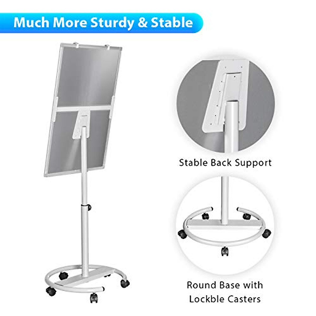 Mobile Whiteboard – 36 x 24 inches Portable Magnetic Dry Erase Board, 3' x 2' Stand Easel White Board Dry Erase Easel Standing Board w/Flipchart Hooks