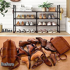 Fixwal Shoe Rack for Closet, Black, 4 Tiers, Shoe Organizer for Closet, Metal Shoe Storage for Entryway, Bedroom Closet