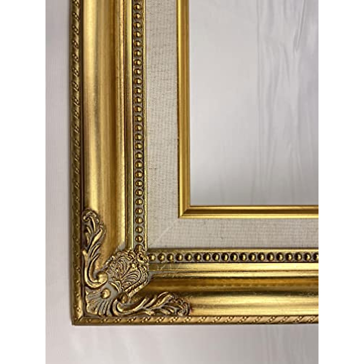 TP Picture Frame (No Glass and Backing)- Classic Gold Ornate Wood/Gesso with Linen Liner- Antique Style, Baroque, Vintage Look (16x20)